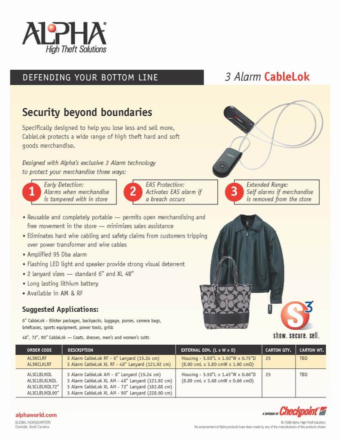 3 Alarm CableLok 防盜標籤_防盜配件_金采科技-商品防盜、商品防竊、3C商品展示防盜、人流統計數據分析、圖書安全、商品防竊 ...